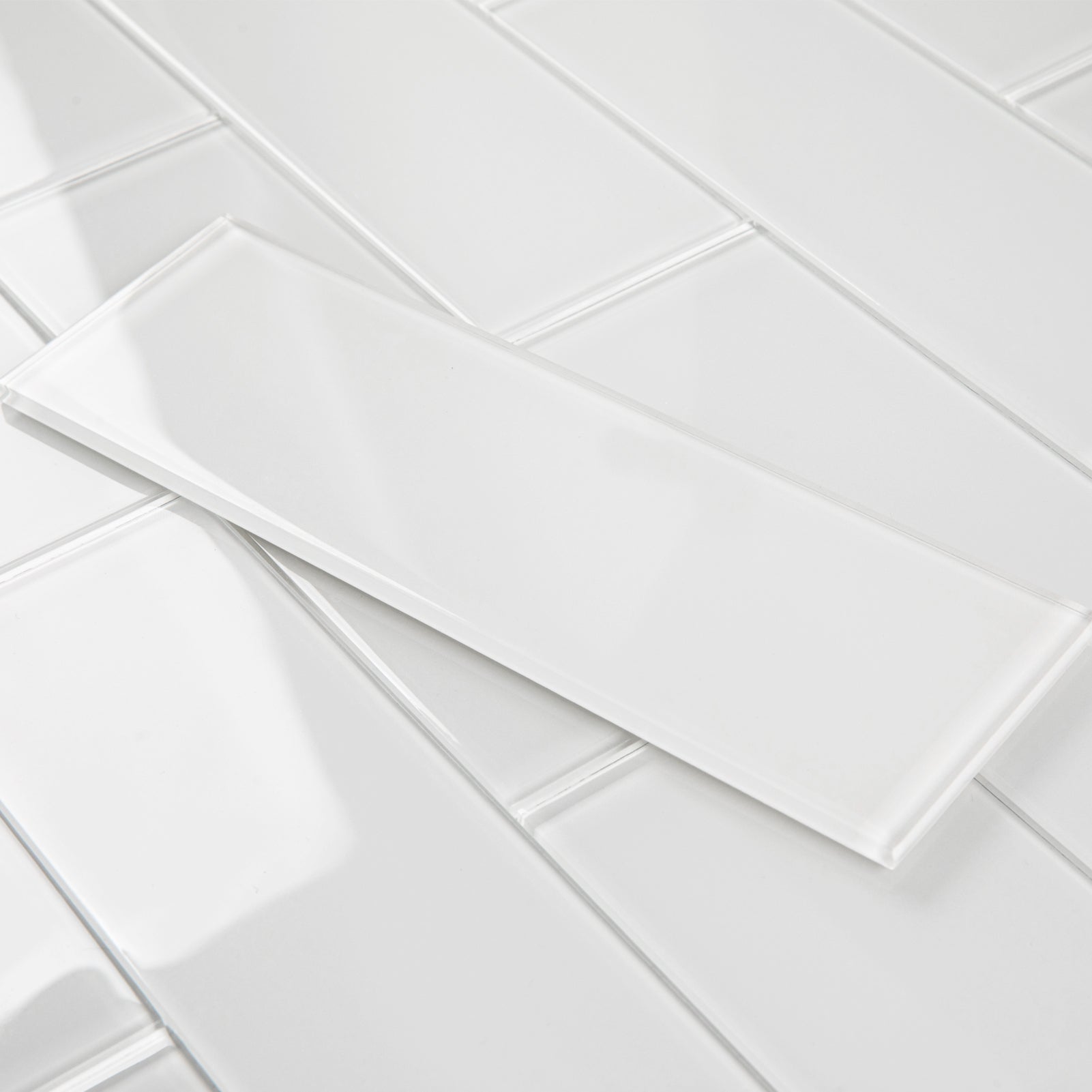 Diflart Glass Subway Tiles, White, 3x9 Inch, 5 Sq ft, Glass Backsplash