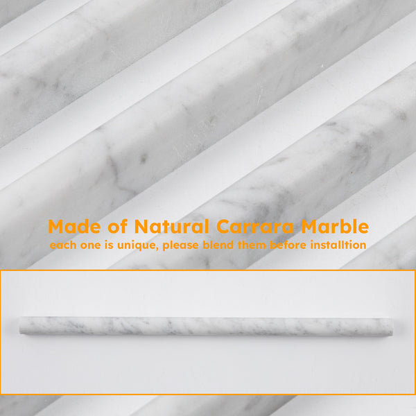 Italian Carrara Marble Pencil Liner Bullnose Trim | Diflart