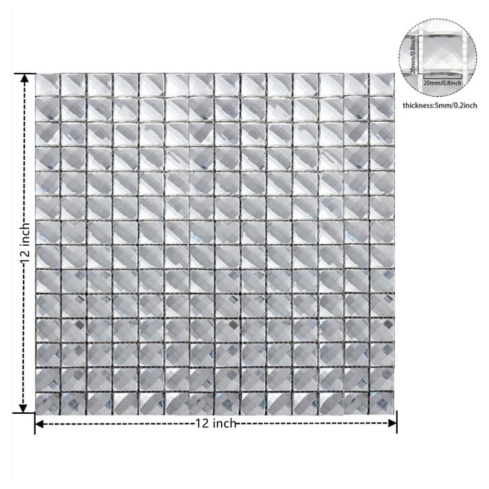 Silver Bling Mirror Glass Mosaic Tile for Bathroom Wall | Diflart